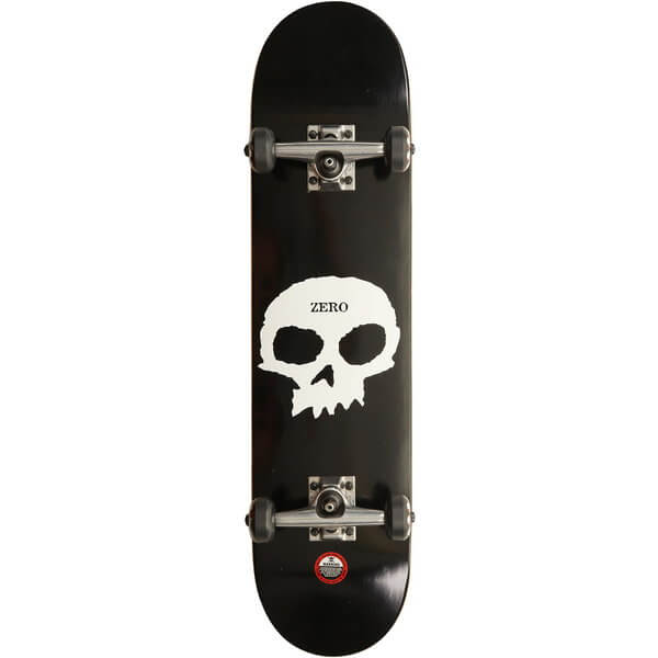 Zero Skateboards Single Skull Black / White Complete Skateboard - 7.5 x ...