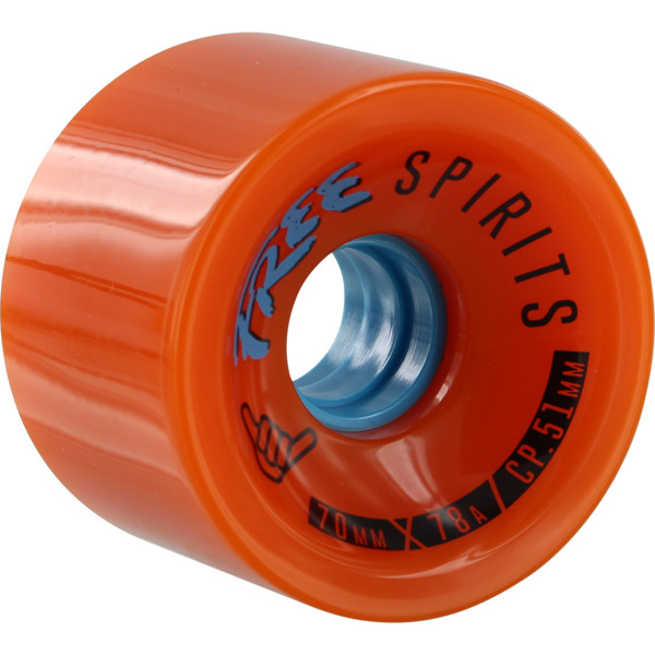 Free Wheel Co Spirits Orange Blue Skateboard Wheels - 70mm 78a (Set of 4)
