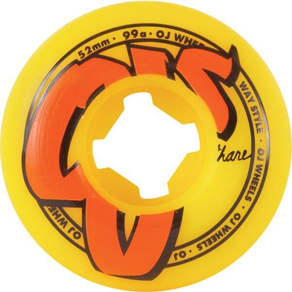 OJ Wheels Logo Family Yellow Skateboard Wheels - 52mm 99a (Set of 4 ...