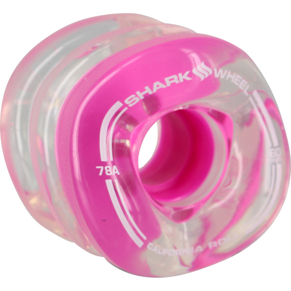 Shark Wheels California Roll Clear with Pink Hub Skateboard Wheels ...