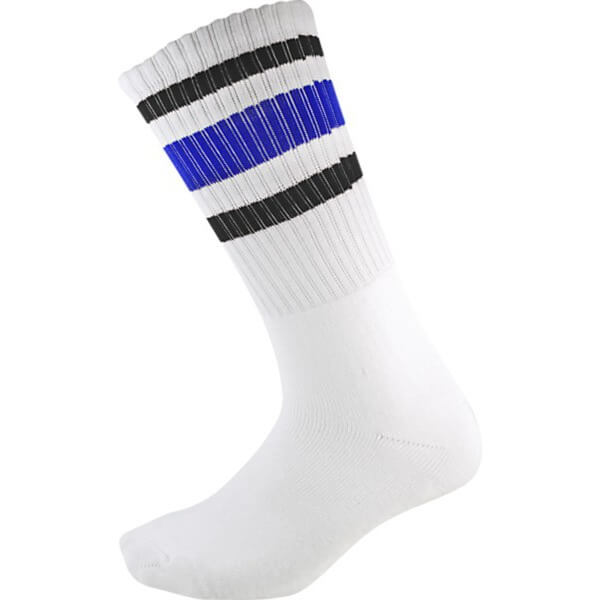 Socco Socks White Classical Retro Black / Blue Triple Stripes Unisex ...