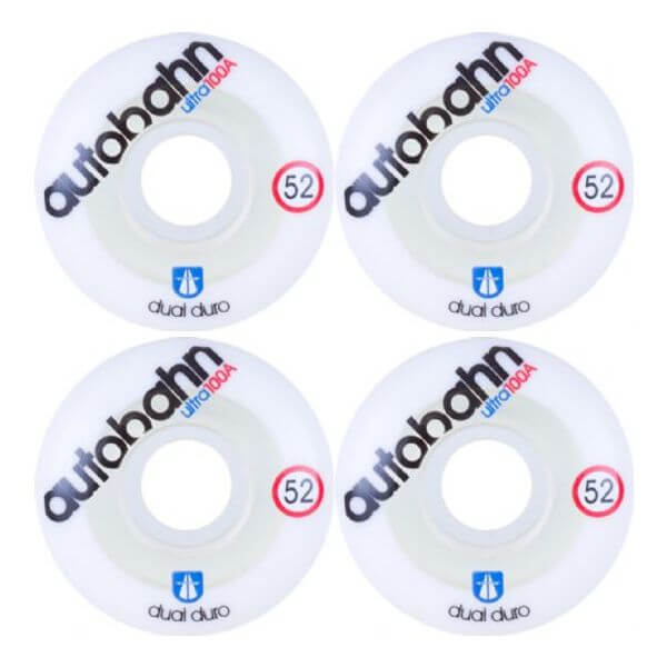 Autobahn Wheel Company Classic Clear White Skateboard Wheels - 52mm 97a ...