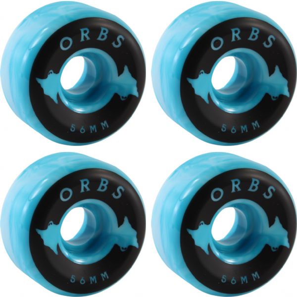 Orbs Wheels Specters Swirl Blue / White Skateboard Wheels - 56mm 99a ...