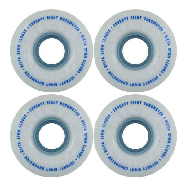 Ricta Wheels Clouds White / Blue Skateboard Wheels - 54mm 78a (Set of 4)