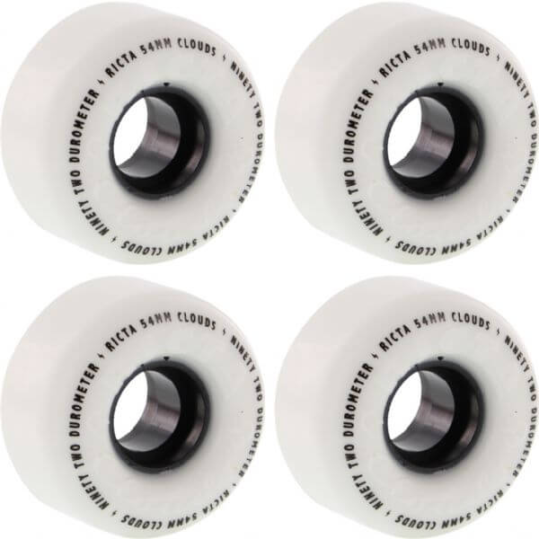Ricta Wheels Clouds White / Black Skateboard Wheels - 54mm 92a (Set of 4)