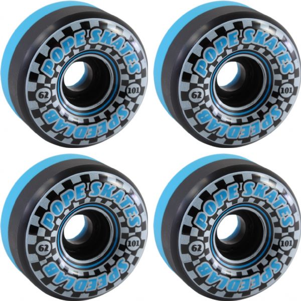 Speedlab Wheels Speedsters Black / Blue Skateboard Wheels - 62mm 101a ...